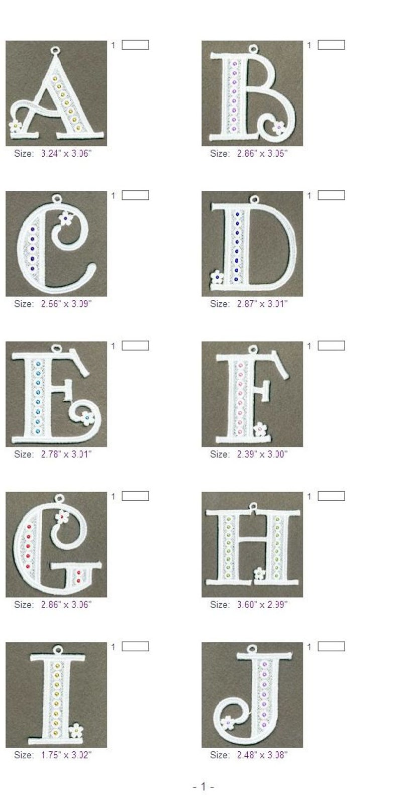 FSL Crystal Alphabets Upper Case Free Standing Lace Letters - Etsy