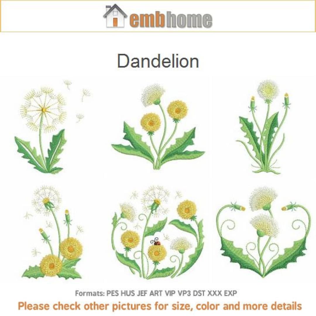 Dandelion Flower Machine Embroidery Designs Instant Download 4x4 Hoop ...