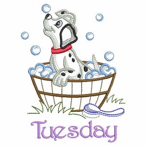 Days of the Week Dalmatian Machine Embroidery Designs Pack Instant ...