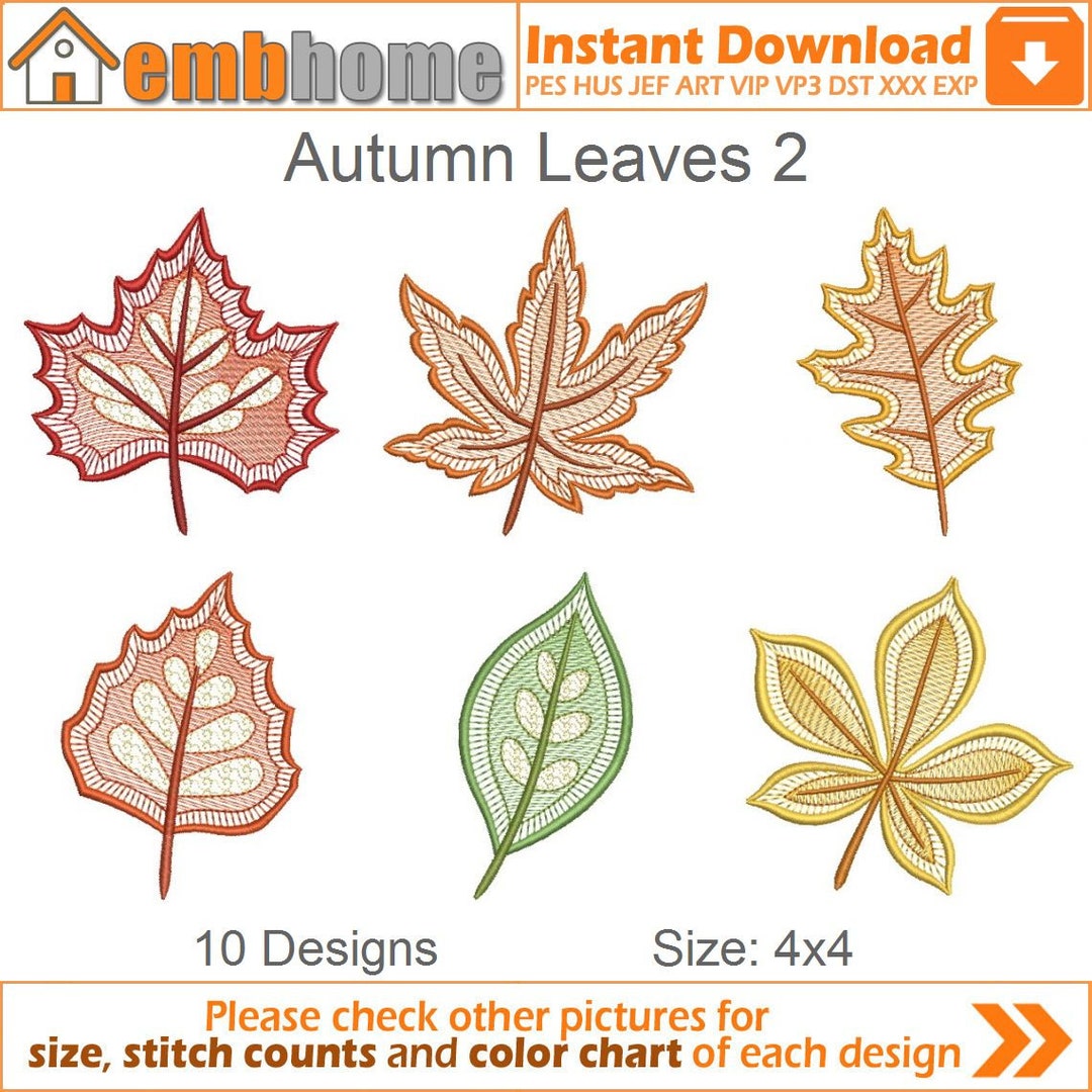 Autumn Leaves Machine Embroidery Designs Instant Download 4x4 Hoop 10 ...