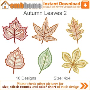 Autumn Leaves Machine Embroidery Designs Instant Download 4x4 Hoop 10 ...