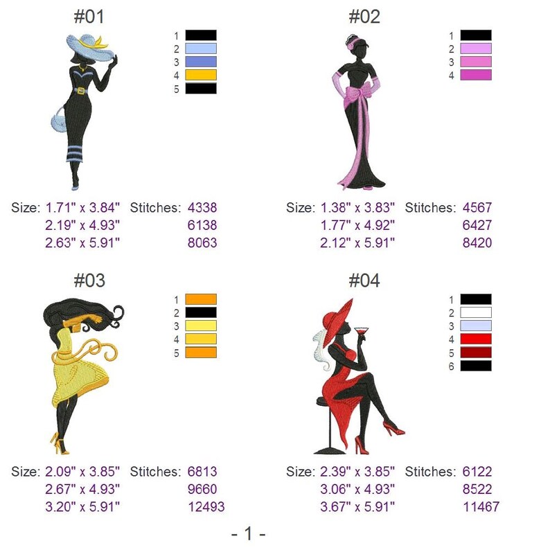 Fashion Women Silhouettes Machine Embroidery Designs Instant - Etsy