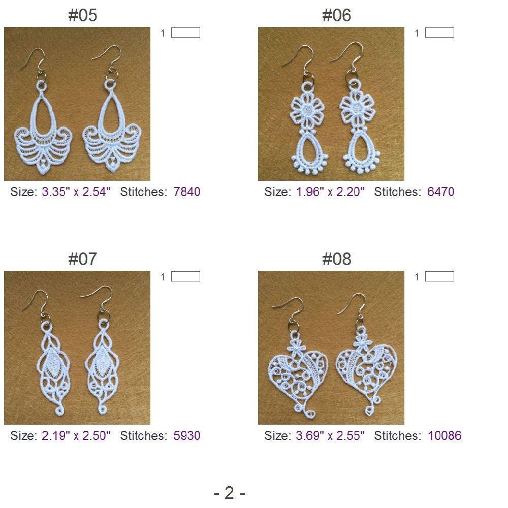 FSL Delicate Earrings Free Standing Lace Machine Embroidery Designs ...