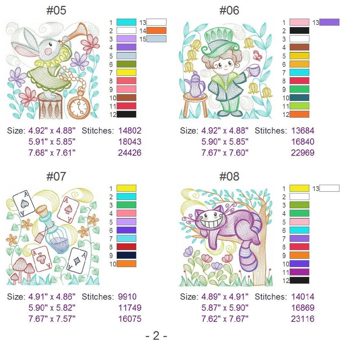 Alice in Wonderland Machine Embroidery Designs Pack Instant Download ...