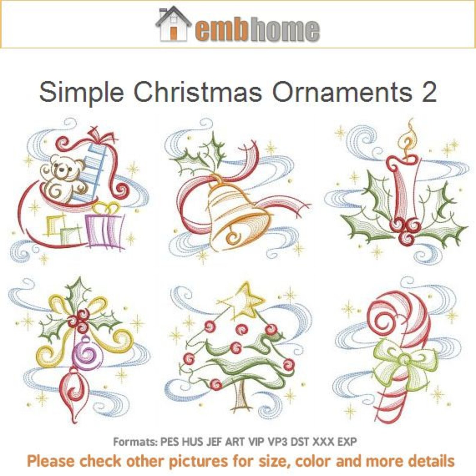 Simple Christmas Ornaments Machine Embroidery Designs Pack | Etsy