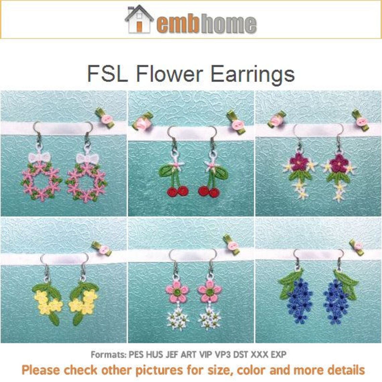 FSL Flower Earrings Free Standing Lace Machine Embroidery - Etsy