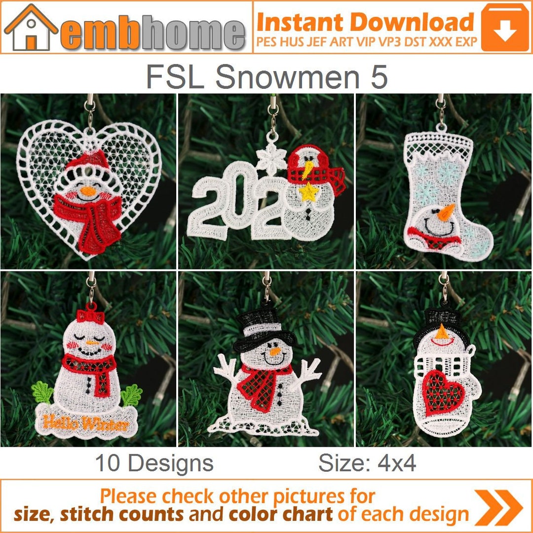 FSL Snowmen Free Standing Lace Machine Embroidery Designs Instant ...