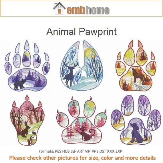 Animal Pawprint Machine Embroidery Designs Instant Download - Etsy