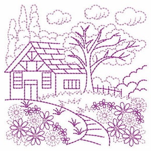 Vintage Country Scene Machine Embroidery Designs Instant Download 5x5 ...