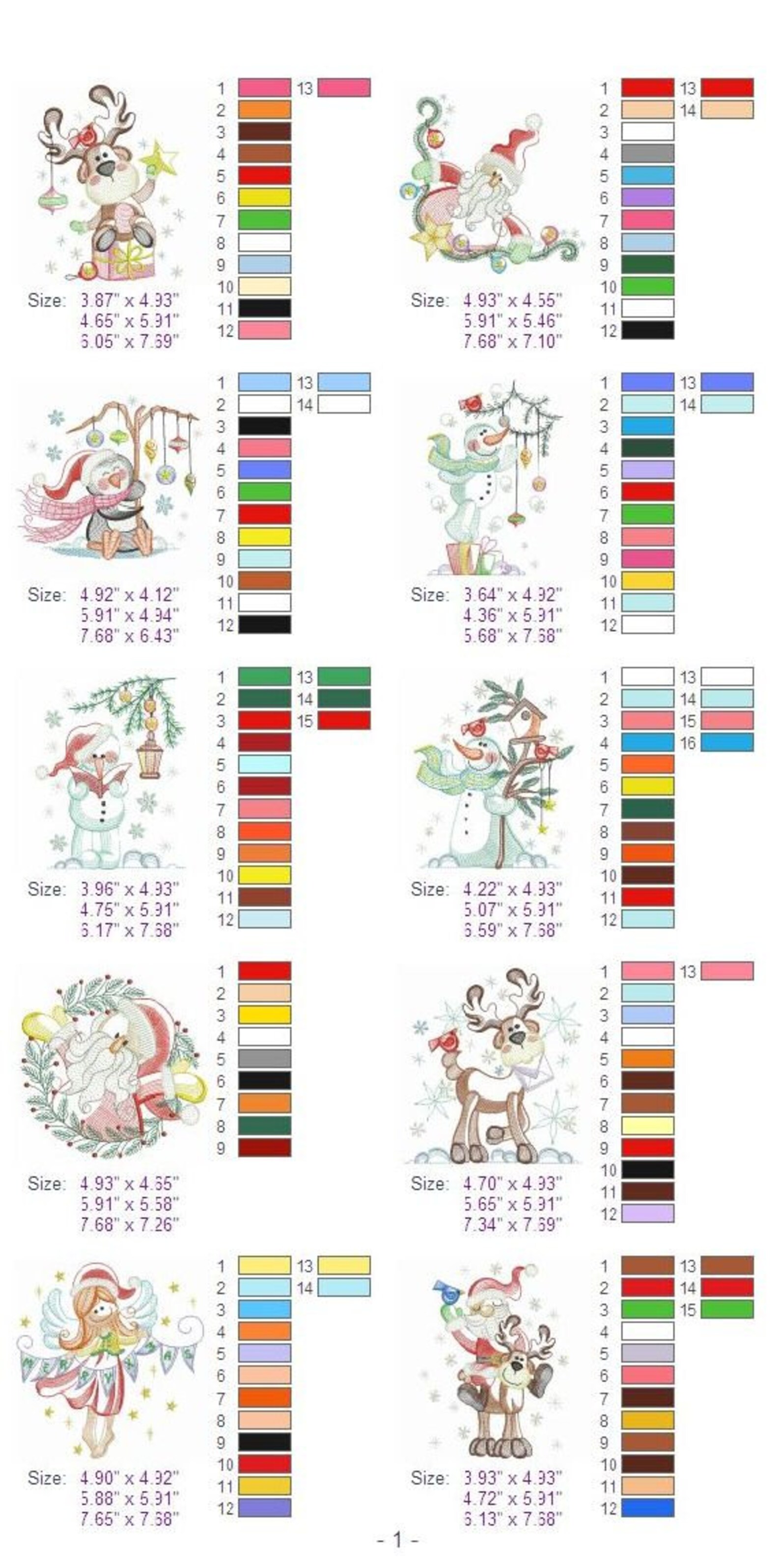 Cute Christmas Machine Embroidery Designs Pack Instant - Etsy