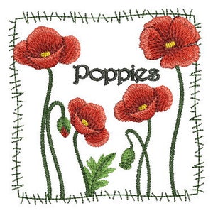 Poppies Machine Embroidery Designs Pack Instant Download 4x4 Hoop 10 ...