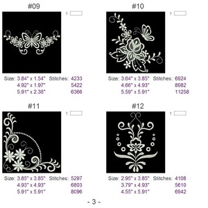 White Work Elegance Machine Embroidery Designs Instant Download 4x4 5x5 ...