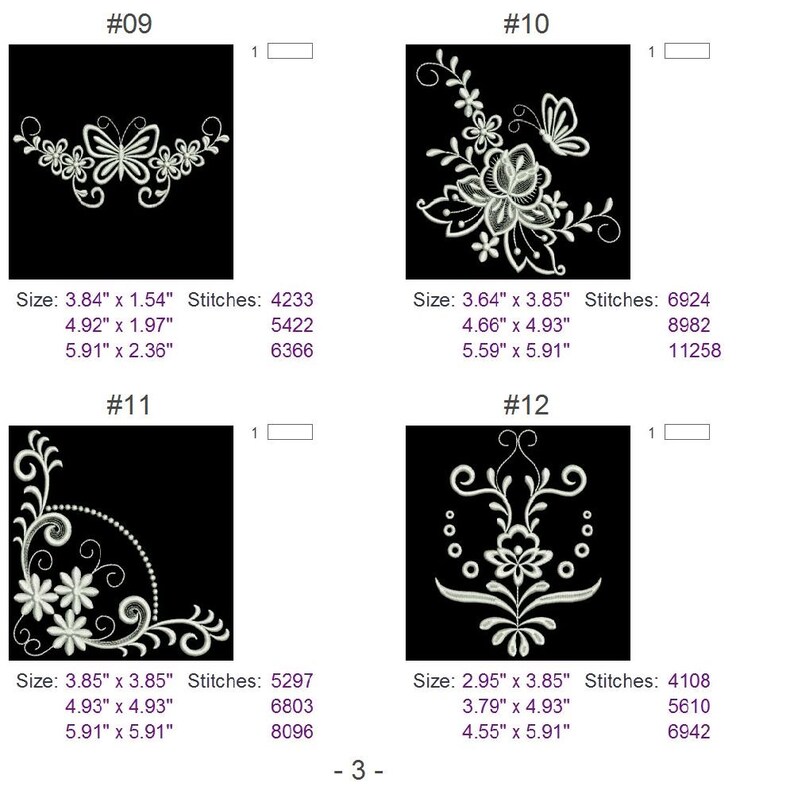 White Work Elegance Machine Embroidery Designs Instant - Etsy