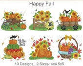 Happy Fall Machine Embroidery Designs Instant Download 4x4 5x5 - Etsy