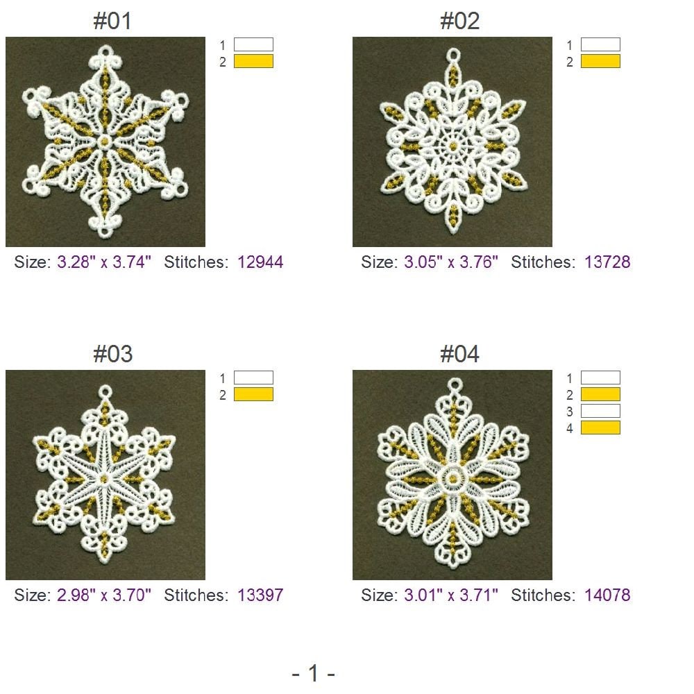 FSL Snowflakes Free Standing Lace Christmas Ornament Machine Embroidery ...