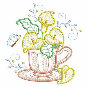 Teacup in Bloom Machine Embroidery Designs Pack Instant Download 4x4 ...