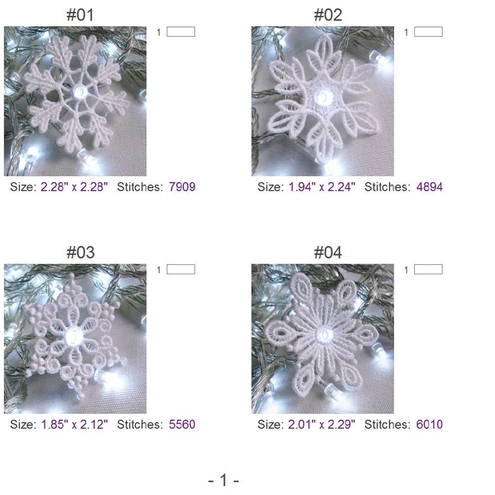 FSL Christmas Snowflake Lights- Free Standing Lace Machine Embroidery ...