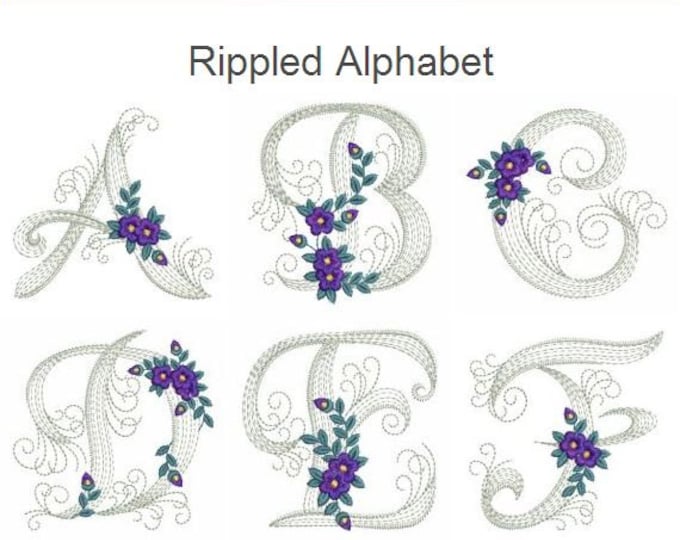 Rippled Alphabet Upper Case Letters Machine Embroidery Designs - Etsy