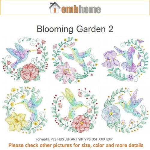Blooming Garden Machine Embroidery Designs Pack Instant - Etsy