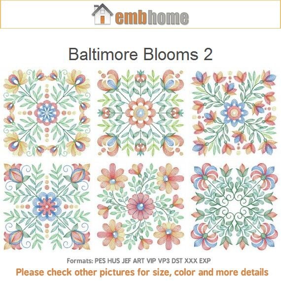 Baltimore Blooms Machine Embroidery Designs Pack Instant | Etsy