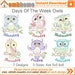 Days of the Week Owls Machine Embroidery Designs Pack Instant - Etsy