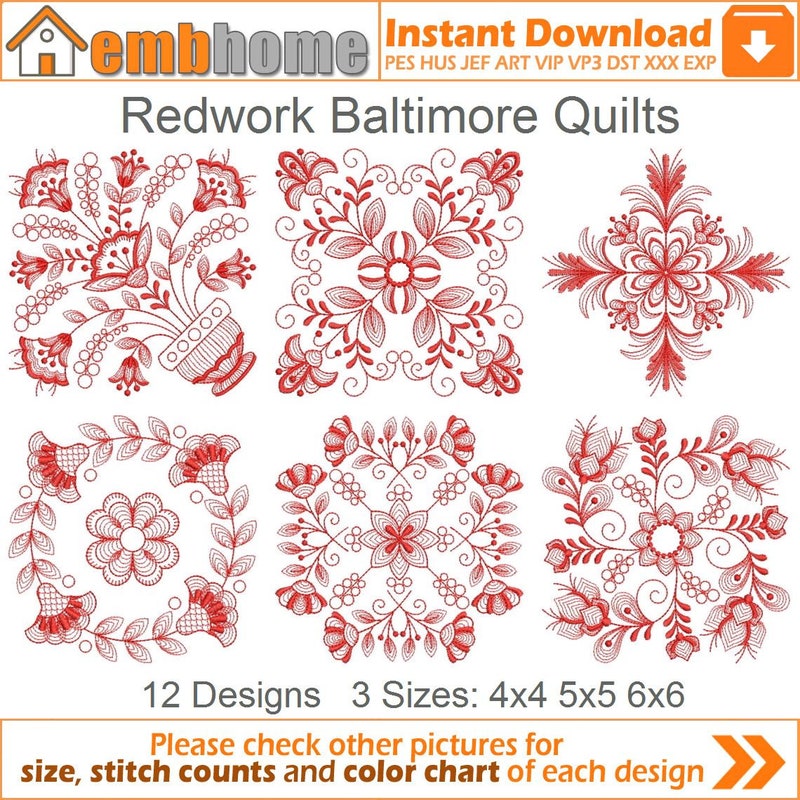 Redwork Quilt - Etsy
