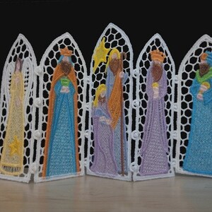 FSL Nativity Panel Screen - Free Standing Lace Machine Embroidery ...