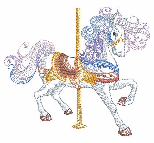 Carousel Horse Machine Embroidery Designs Instant Download 4x4 5x5 6x6 ...