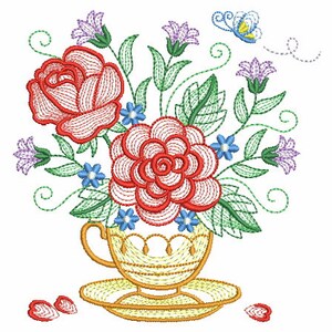 Teacup in Bloom Machine Embroidery Designs Pack Instant Download 4x4 ...