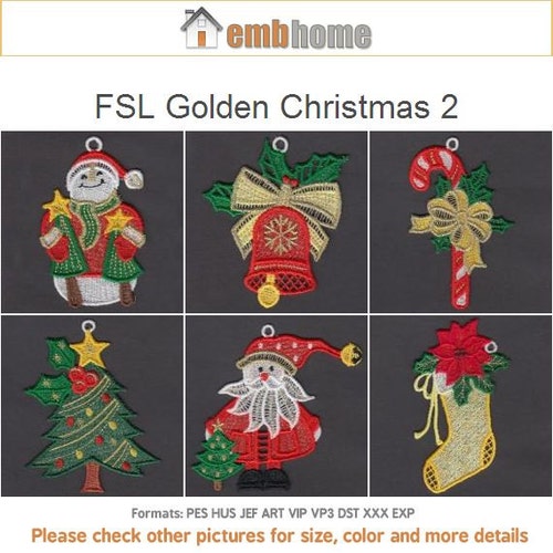 FSL Golden Christmas Free Standing Lace Machine Embroidery - Etsy
