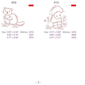 Redwork Baby Animals Machine Embroidery Designs Pack Instant Download ...