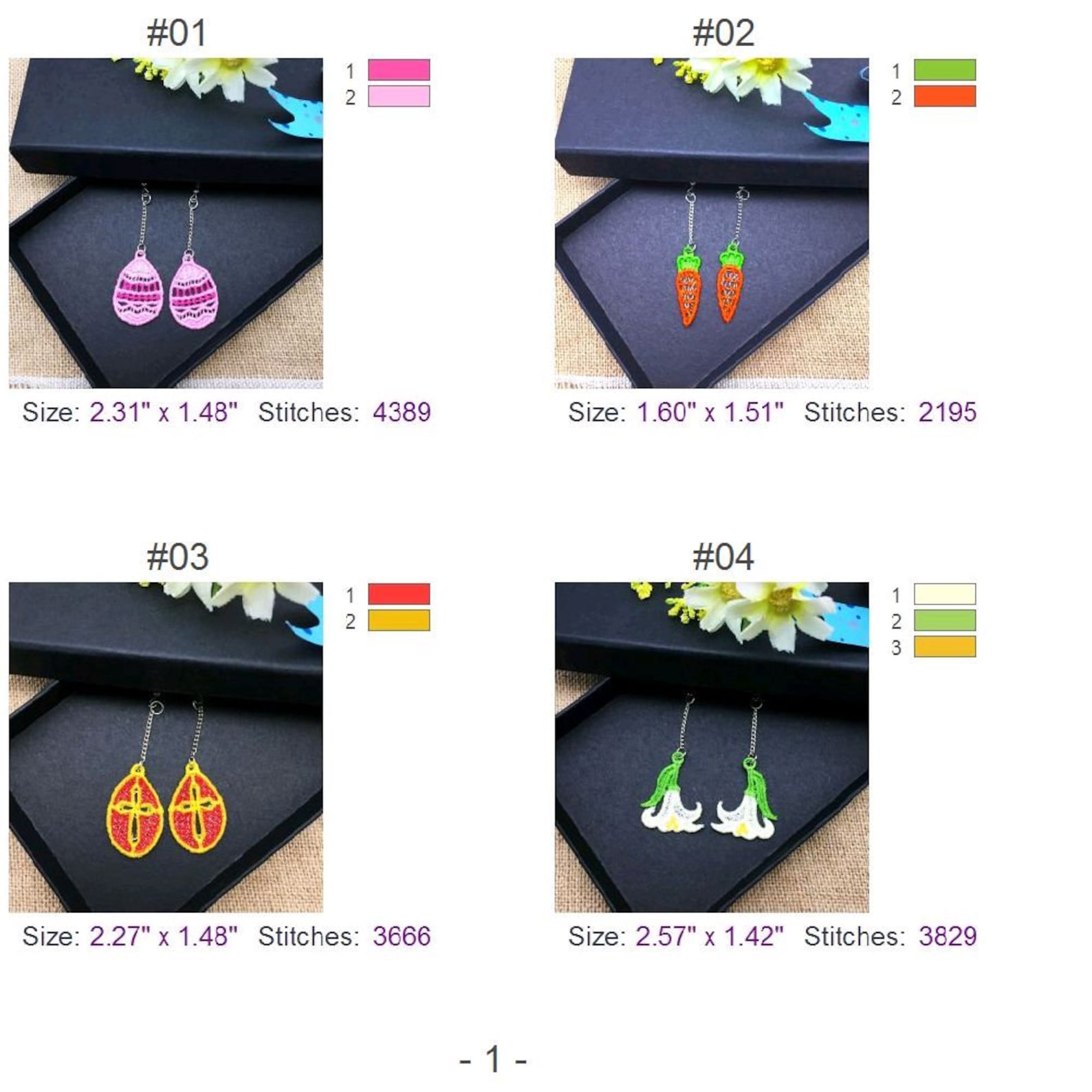 FSL Easter Earrings Free Standing Lace Machine Embroidery Designs ...