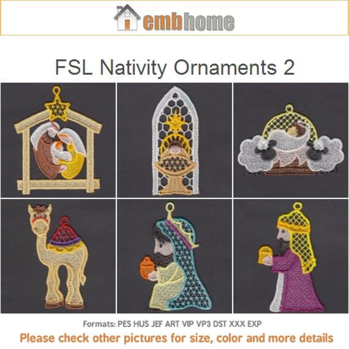 FSL Nativity Ornaments Free Standing Lace Machine Embroidery - Etsy