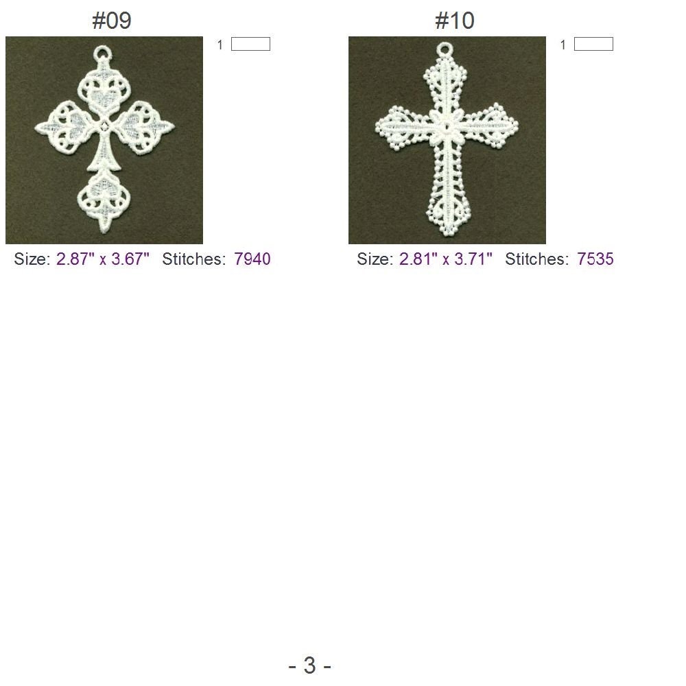 FSL Filigree Cross Free Standing Lace Ornaments Machine Embroidery ...