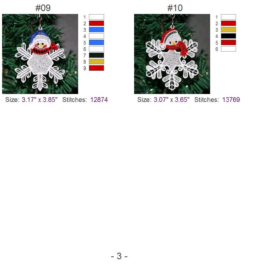 FSL Snowflake Snowman Free Standing Lace Machine Embroidery - Etsy