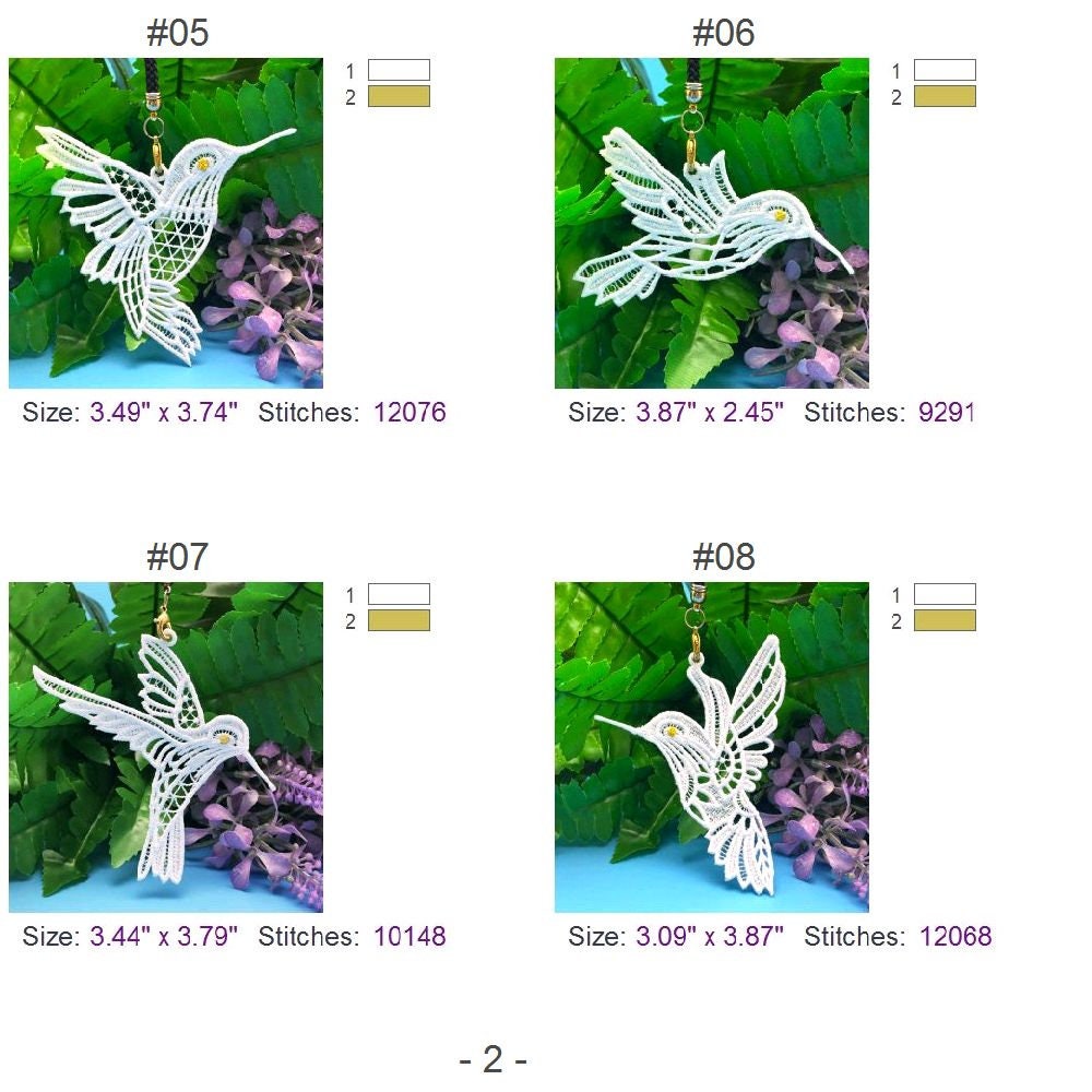 FSL Hummingbird Free Standing Lace Birds Machine Embroidery - Etsy