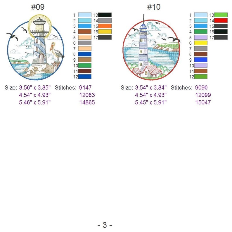 Lighthouses Machine Embroidery Designs Pack Instant Download - Etsy