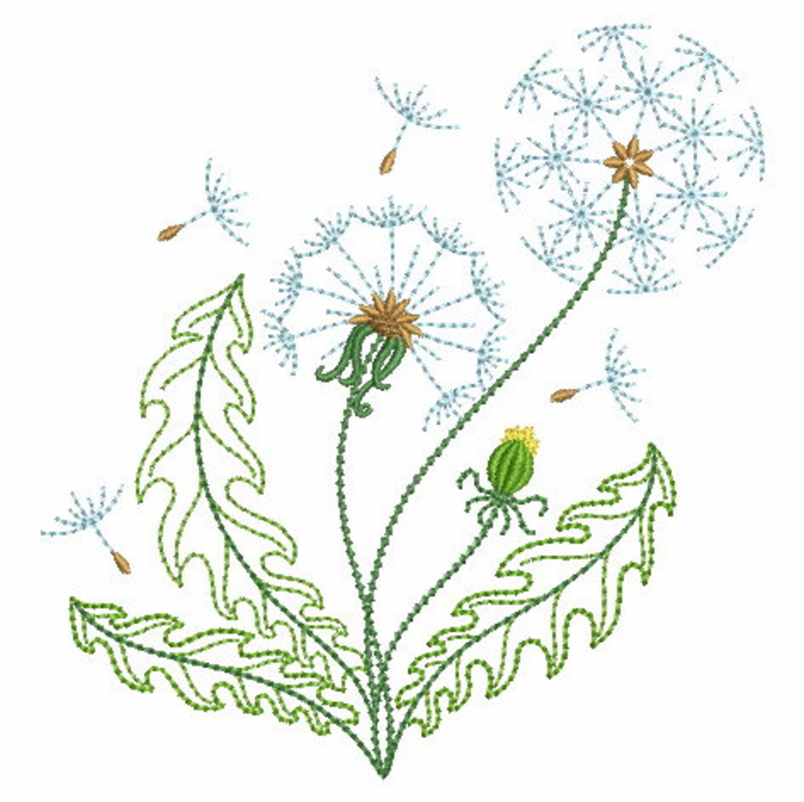 Vintage Dandelion Embroidery Designs Instant Download 4x4 5x5 - Etsy