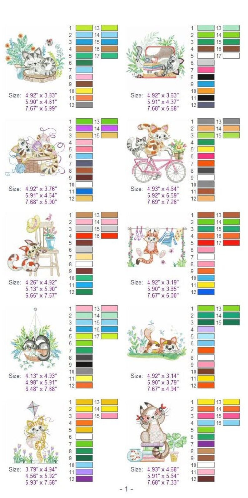 Playful Kittens Machine Embroidery Designs Pack Instant - Etsy