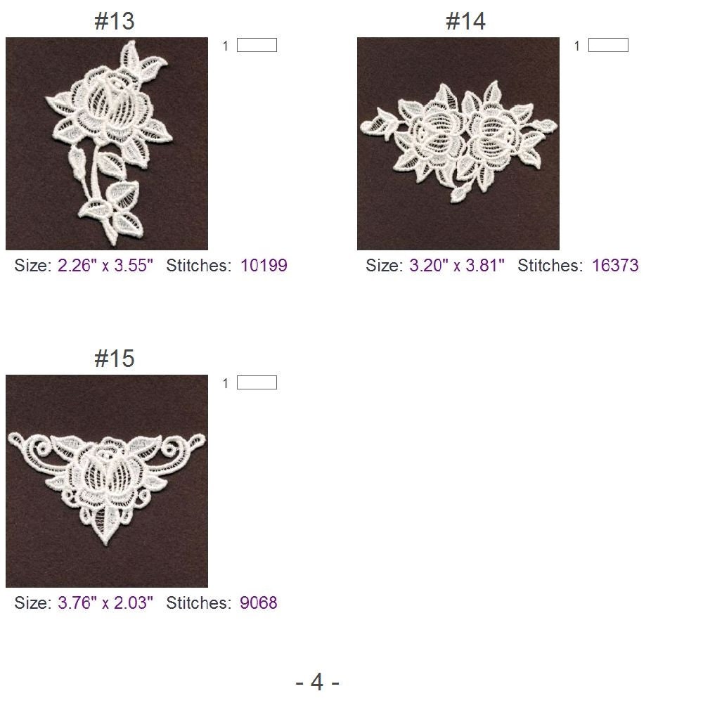 FSL Roses Flowers Free Standing Lace Machine Embroidery - Etsy