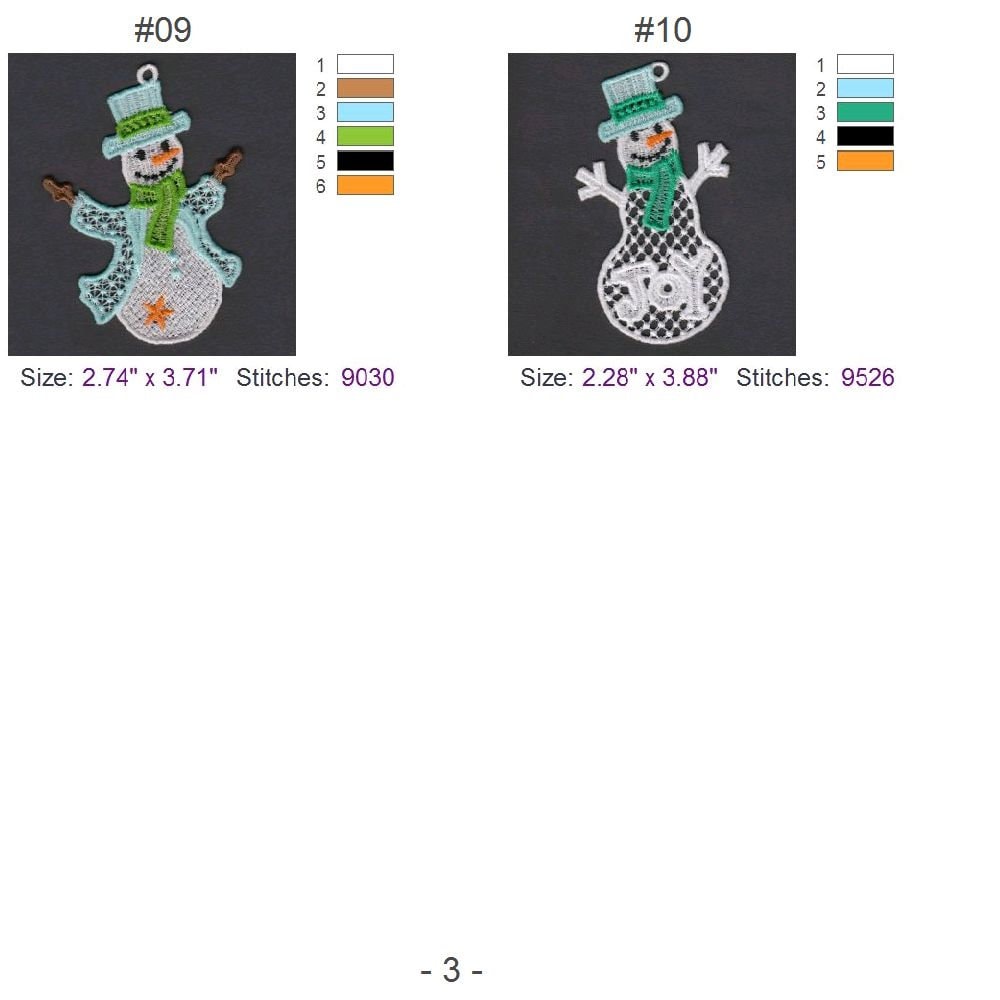 FSL Cuddly Snowmen Free Standing Lace Machine Embroidery - Etsy