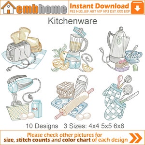 Kitchenware Cooking Tools Machine Embroidery Designs Instant Download ...
