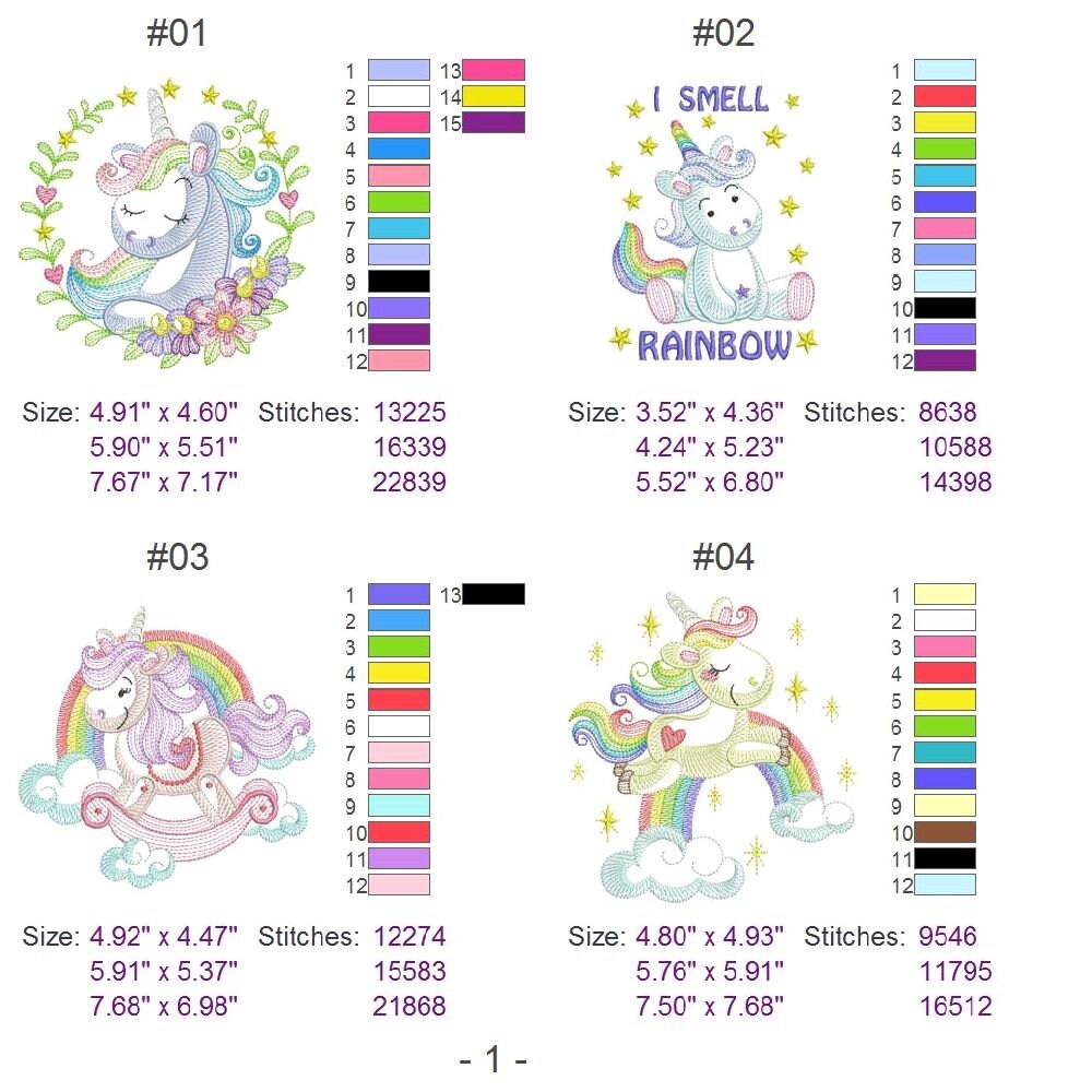 Unicorn Machine Embroidery Designs Pack Instant Download 5x5 - Etsy