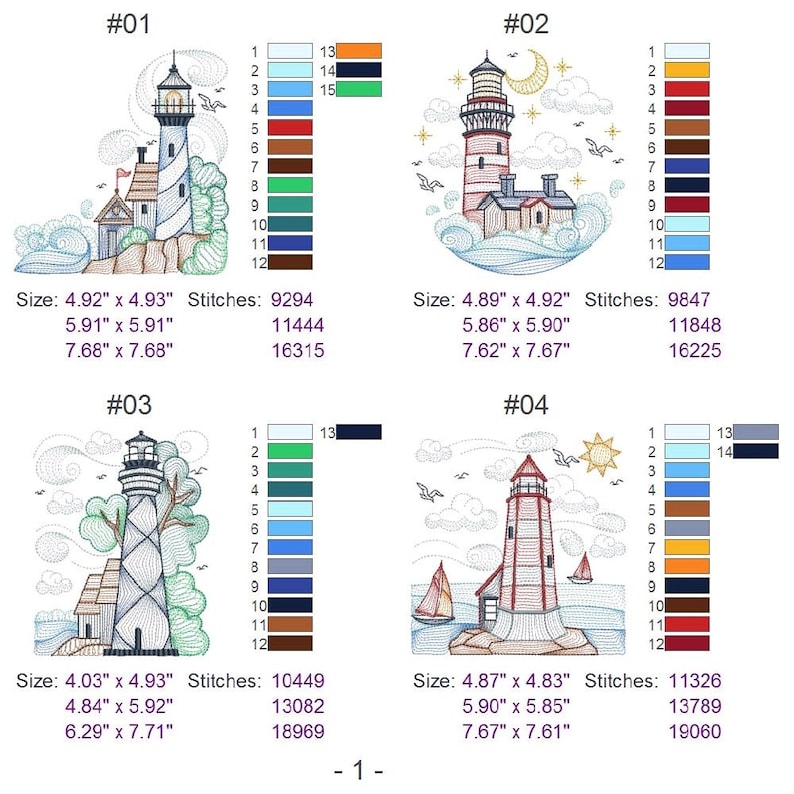 Lighthouses Machine Embroidery Designs Pack Instant Download - Etsy