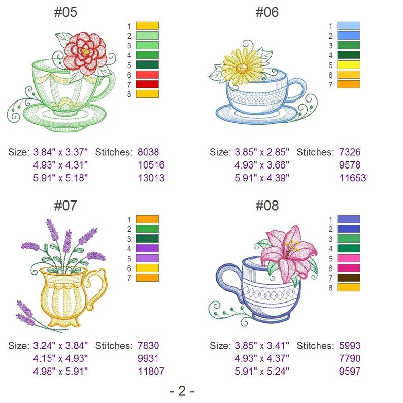 Teacup in Bloom Machine Embroidery Designs Instant Download - Etsy