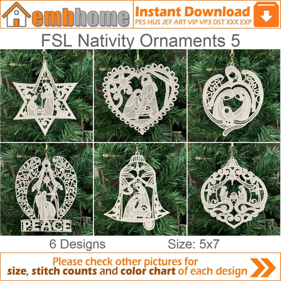 FSL Nativity Ornaments Free Standing Lace Machine Embroidery Designs ...