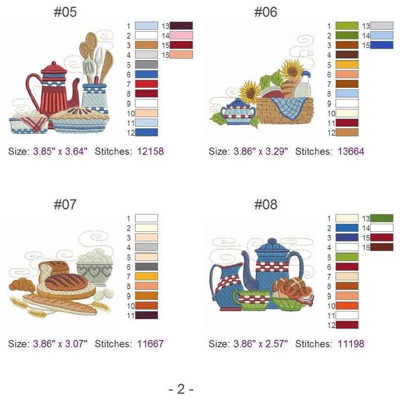 In the Kitchen Machine Embroidery Designs Instant Download 4x4 Hoop 10 ...