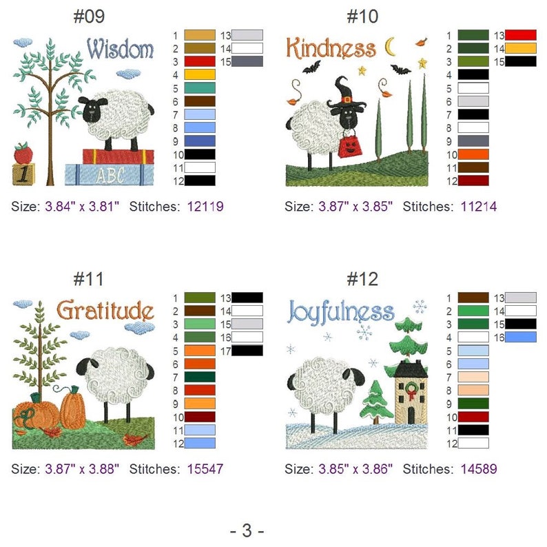 Months of the Year Country Sheep Machine Embroidery Designs - Etsy