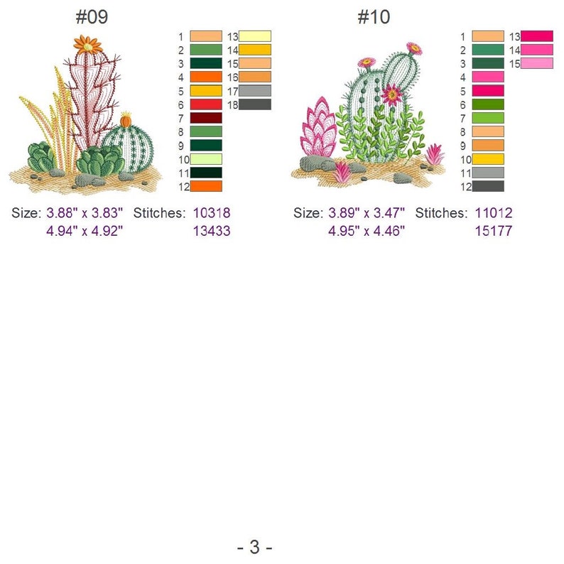 Cactus Machine Embroidery Designs Instant Download 4x4 5x5 - Etsy