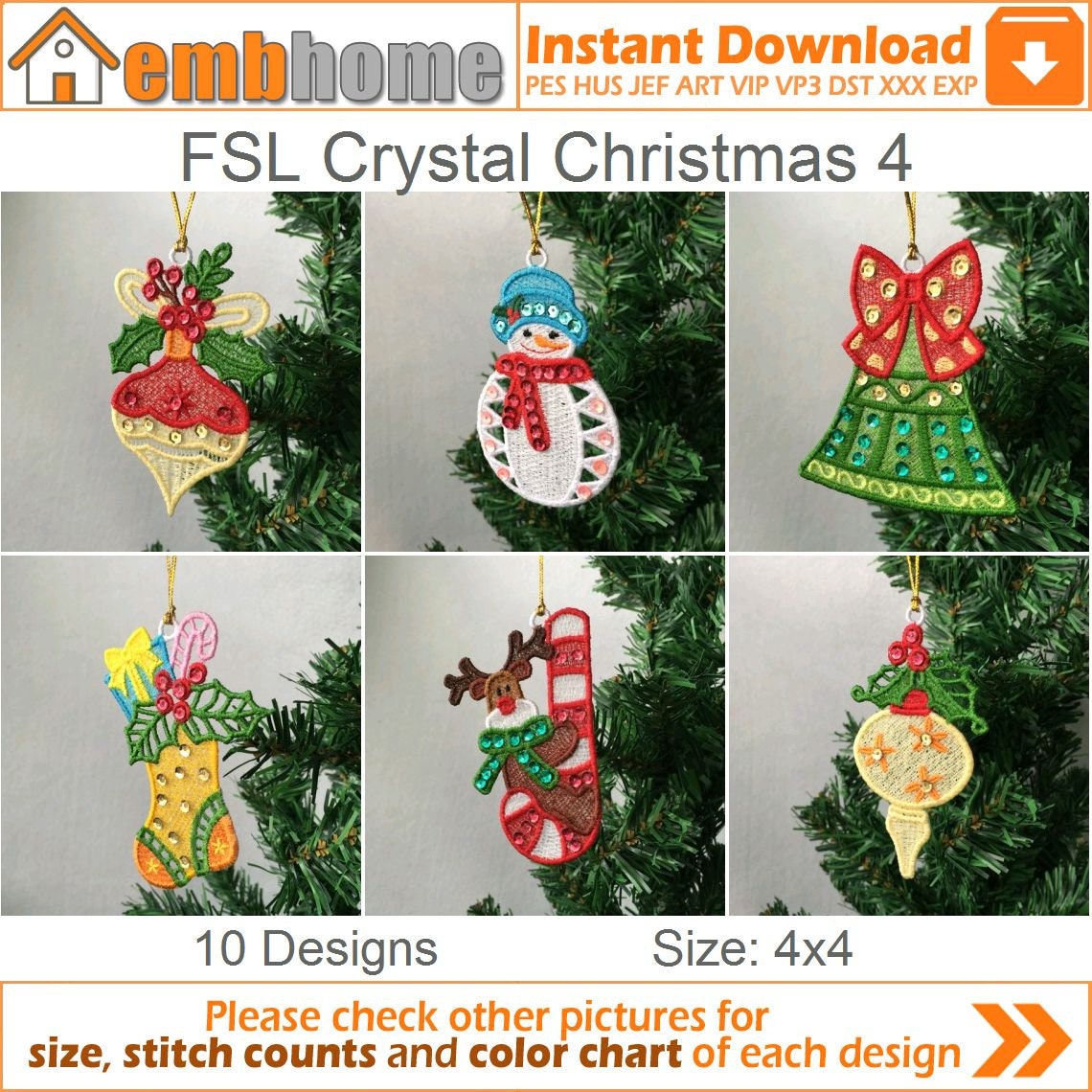 FSL Crystal Christmas Machine Embroidery Designs Instant - Etsy